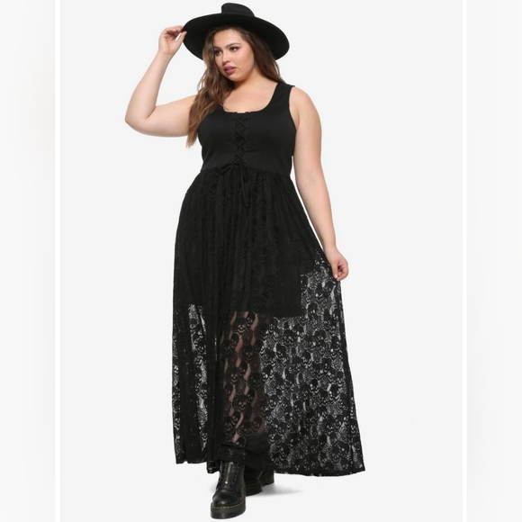Hot Topic | Dresses | Hot Topic Gothic Black Laceup Skull Print Lace ...
